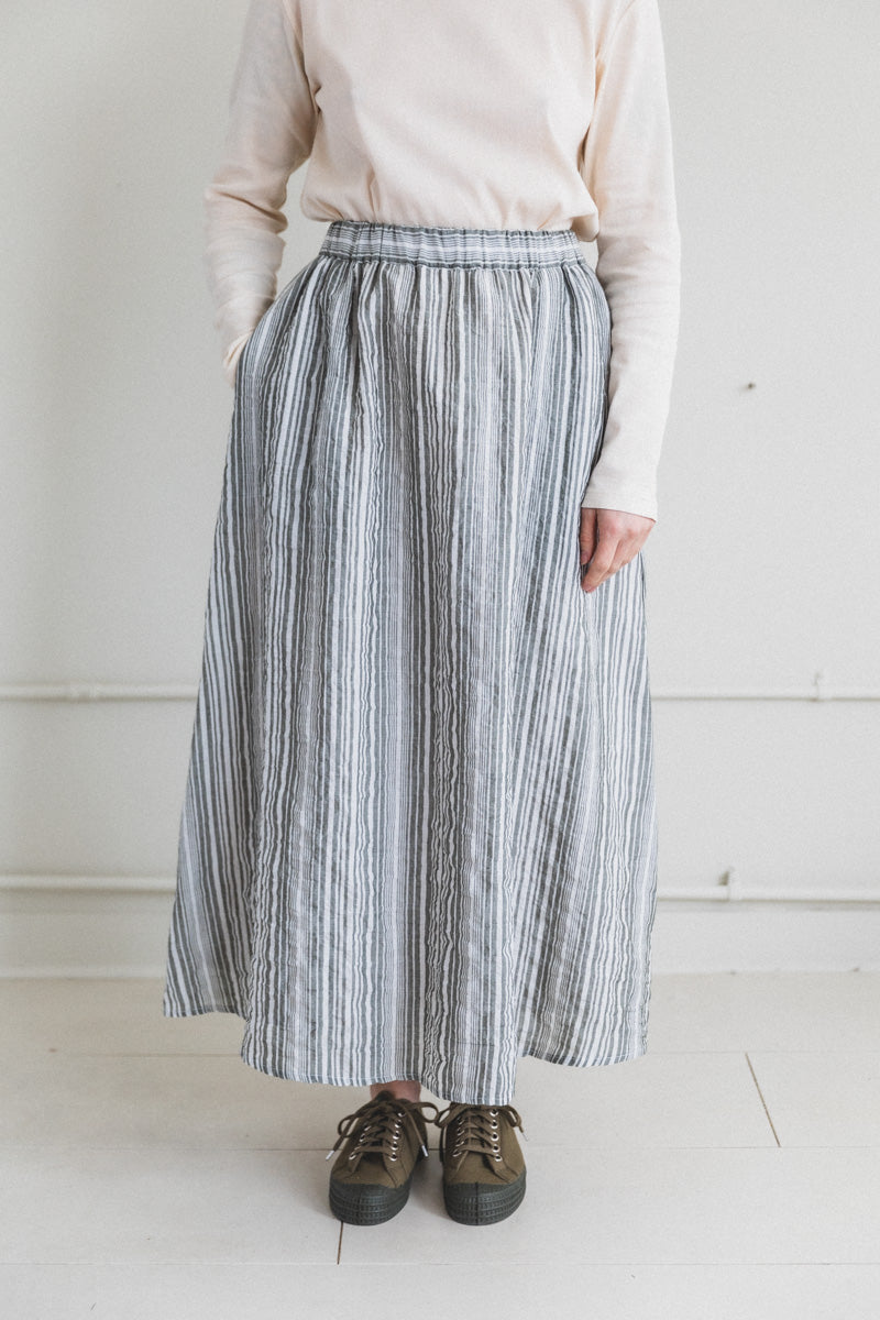 DAILY SKIRT IN GREEN AND WHITE STRIPE — Shop Boswell